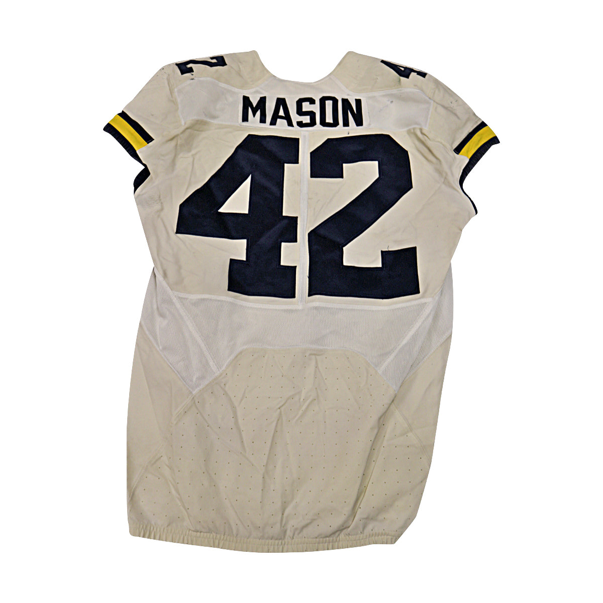 Ben Mason Michigan Wolverines #42 2017 Practice Used White Jordan Bran ...
