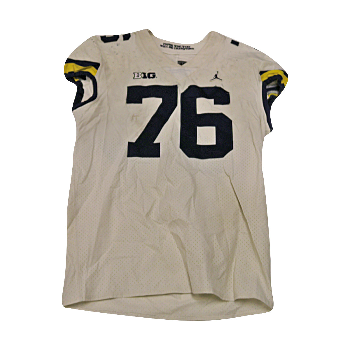 Ryan Hayes Michigan University #76 2019 Practice Used White Jordan Bra ...